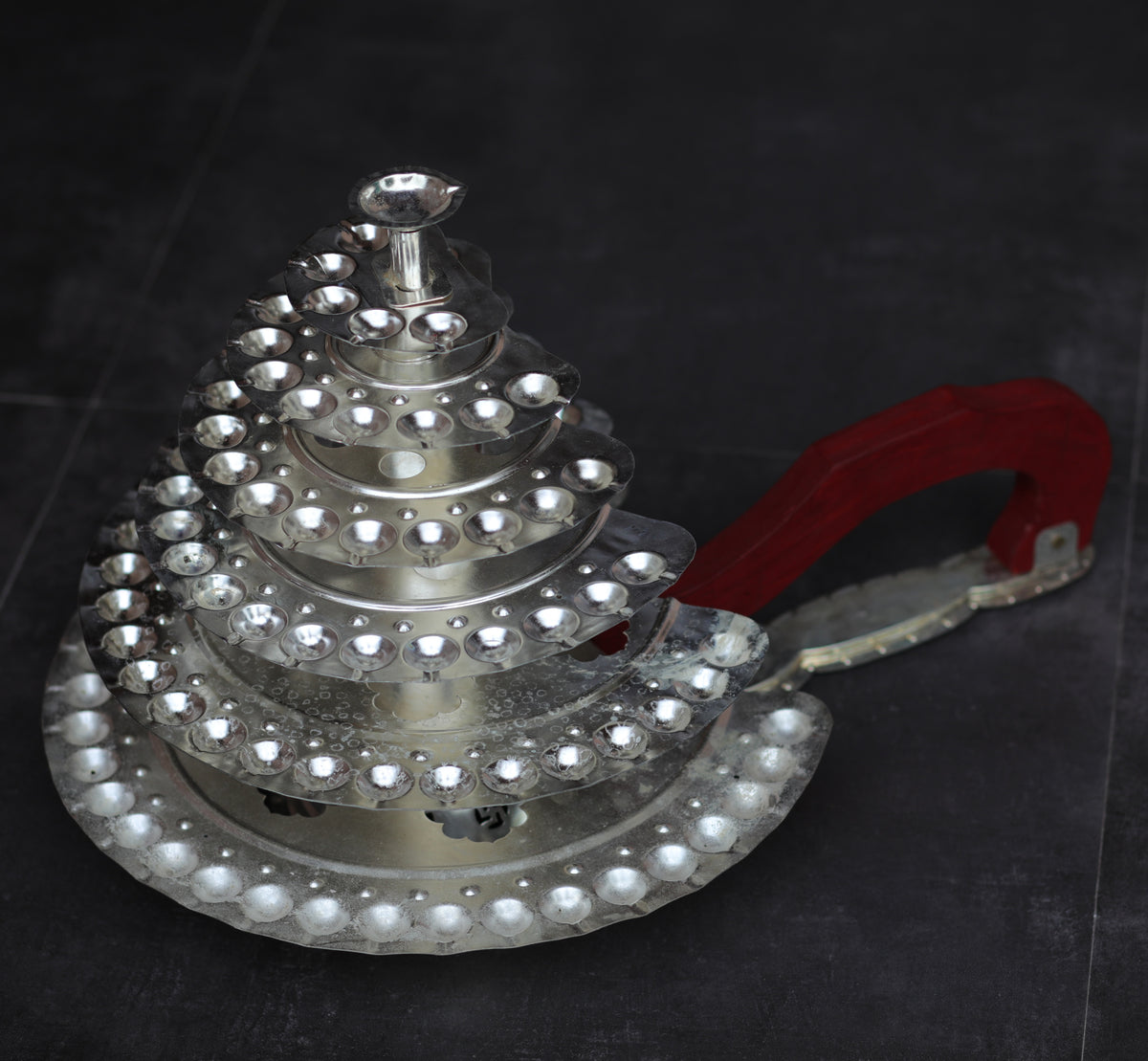 German Silver 51 Bati Aarti – Grand Temple Lamp | Copper Mart